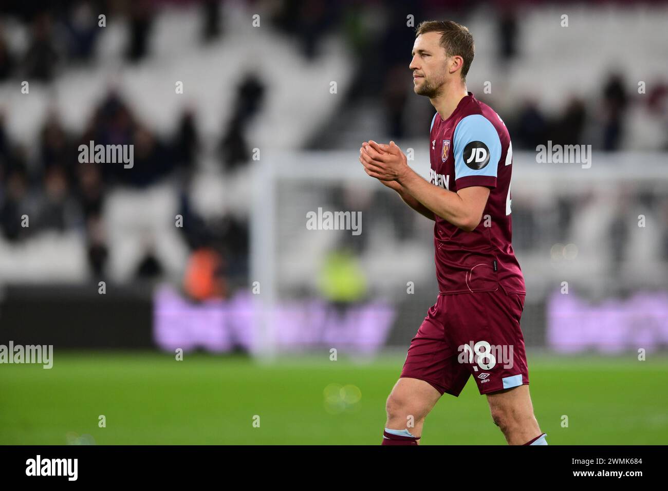 London, England on 26 February 2024. Thomas Soucek of West Ham United ...