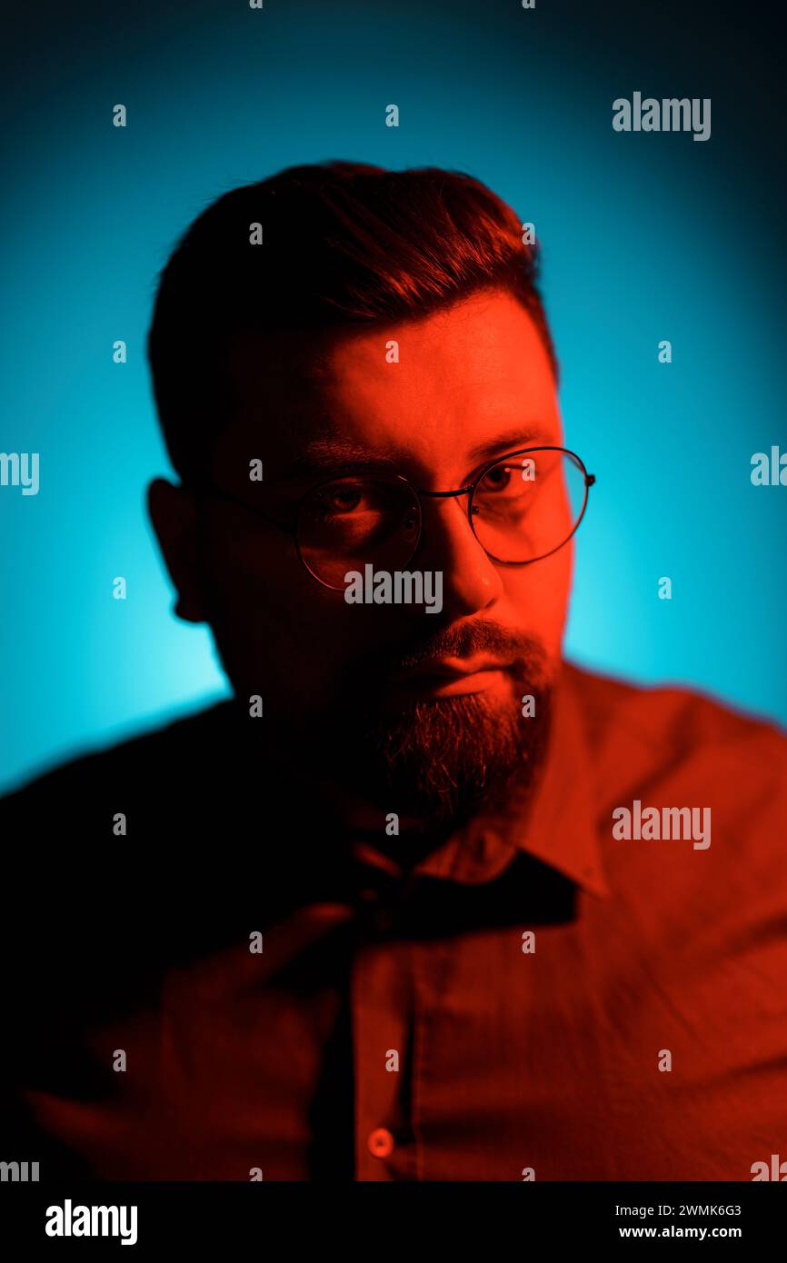 Half-Shaded Portrait with a Vibrant Contrast Stock Photo - Alamy