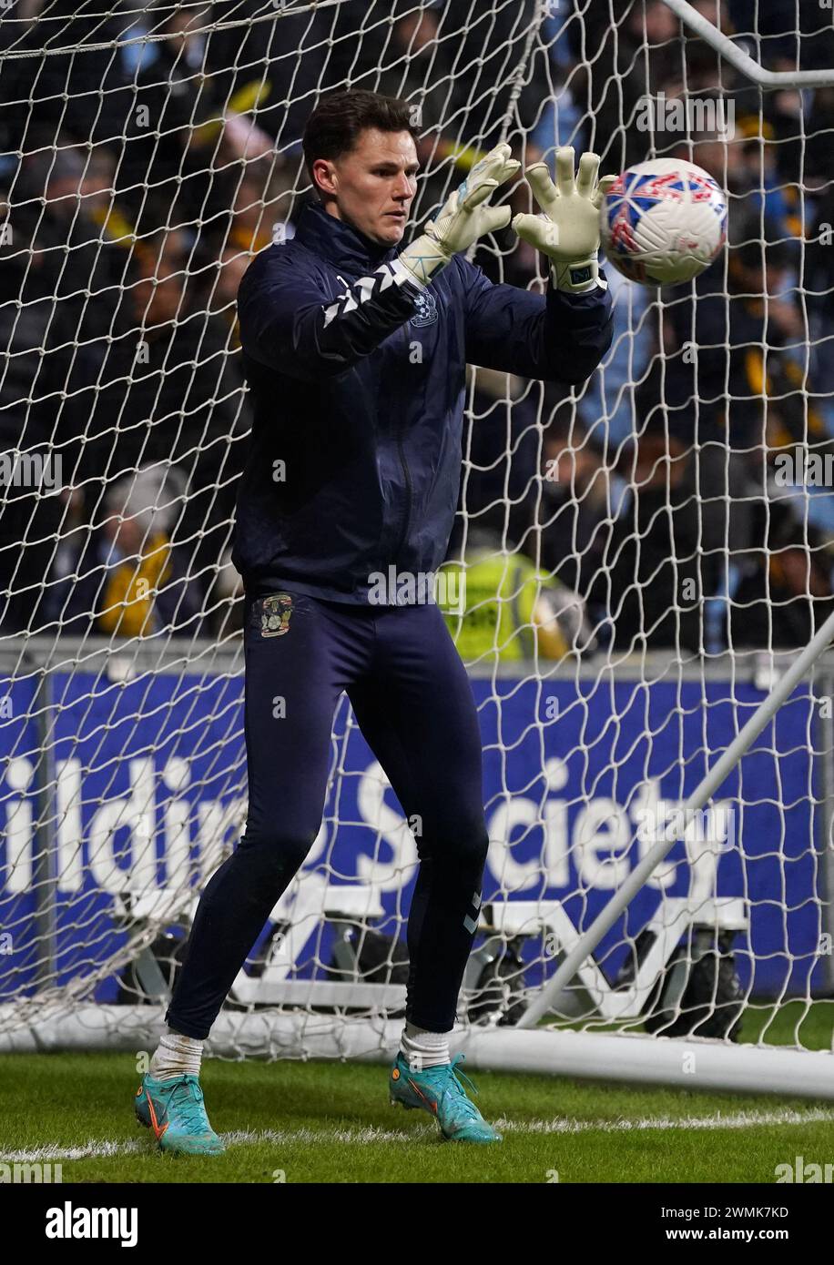 Coventry City goalkeeper Ben Wilson warming up before the Emirates FA ...