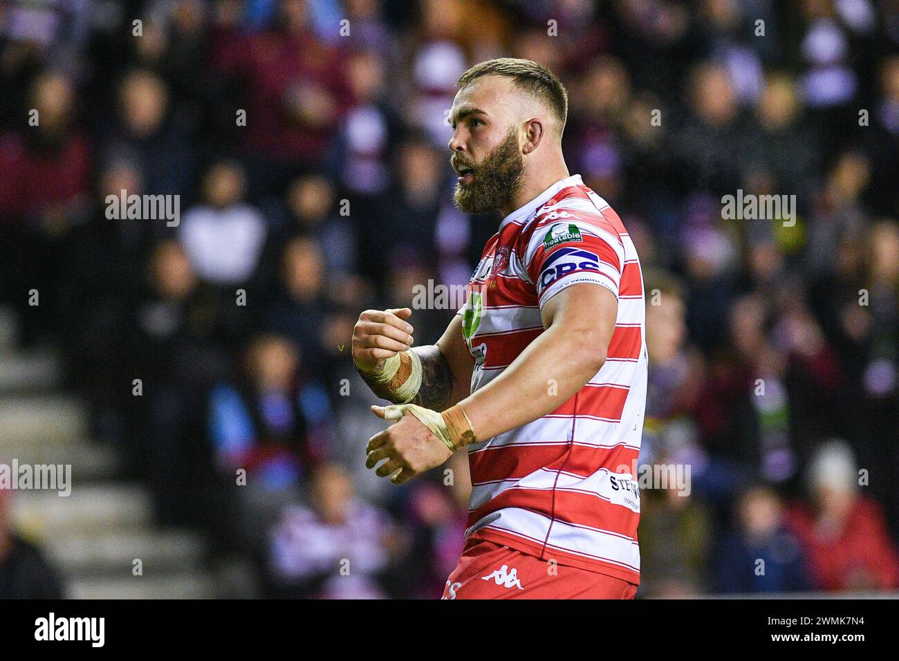Wigan, England - 24th February 2024 - Kaide Ellis of Wigan Warriors ...