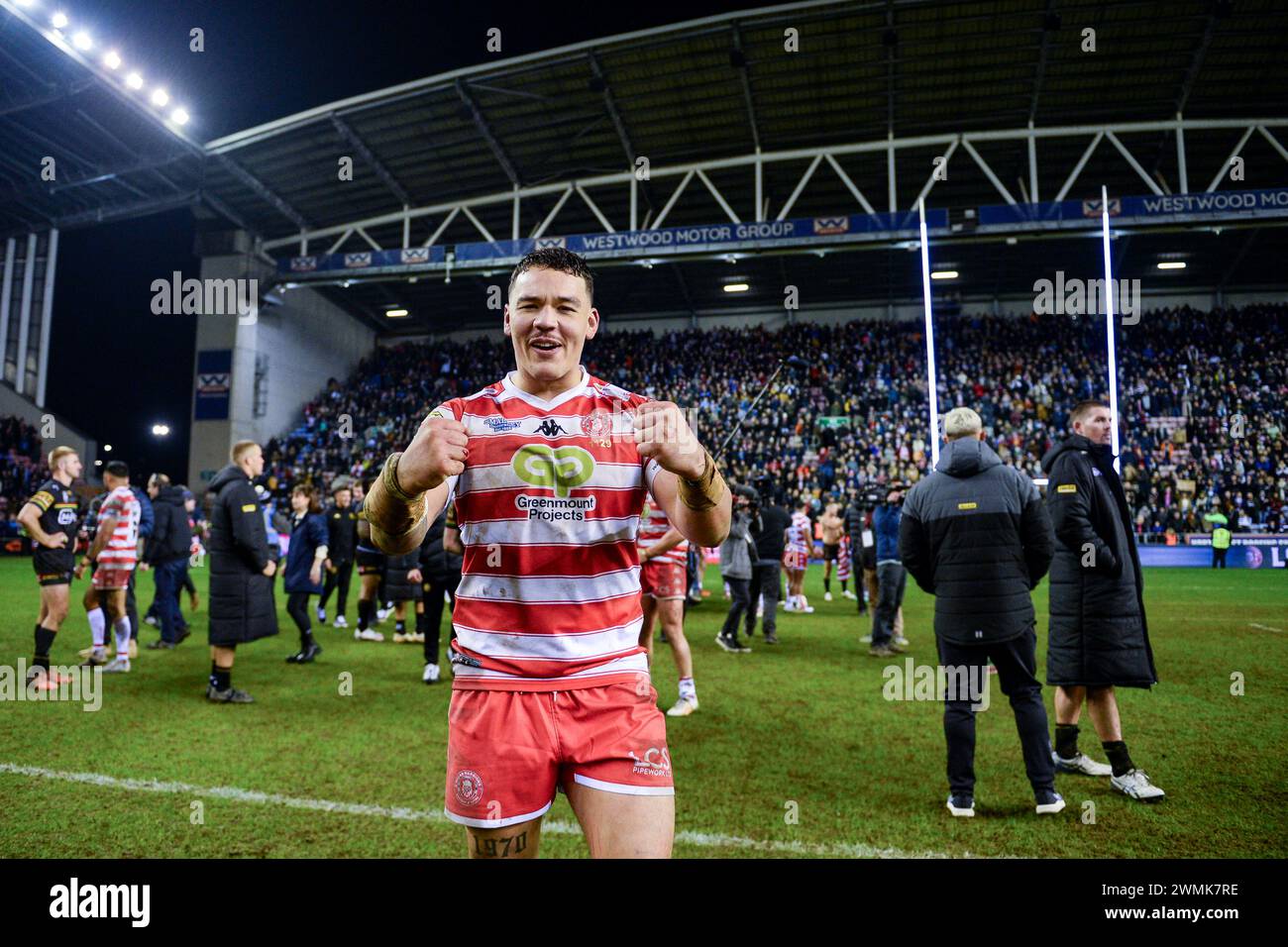Wigan, England - 24th February 2024 - Tyler Dupree of Wigan Warriors ...
