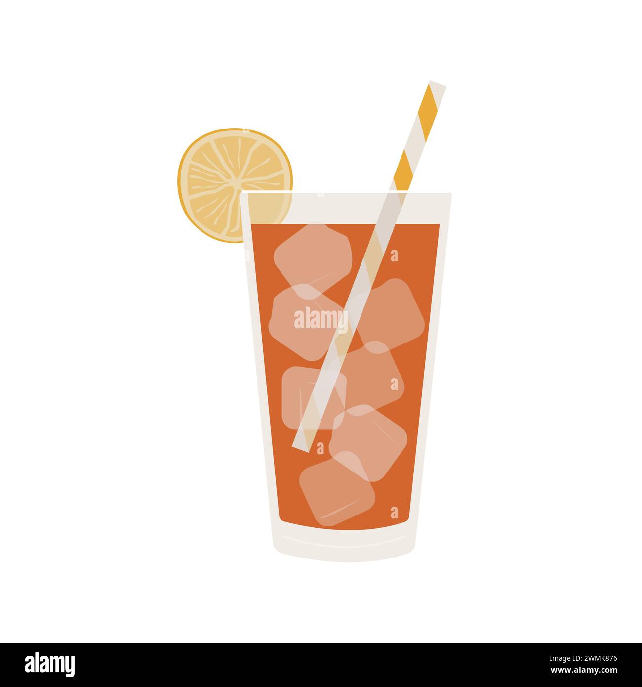 Long Island Iced Tea Cocktail in glass garnished with lime slice. Classic alcoholic beverage ...