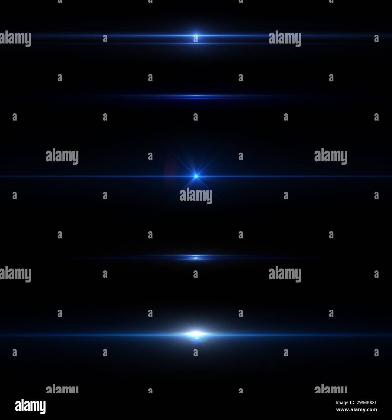 Blue lens flares for photography and anamorphic lens flare. Set of ...