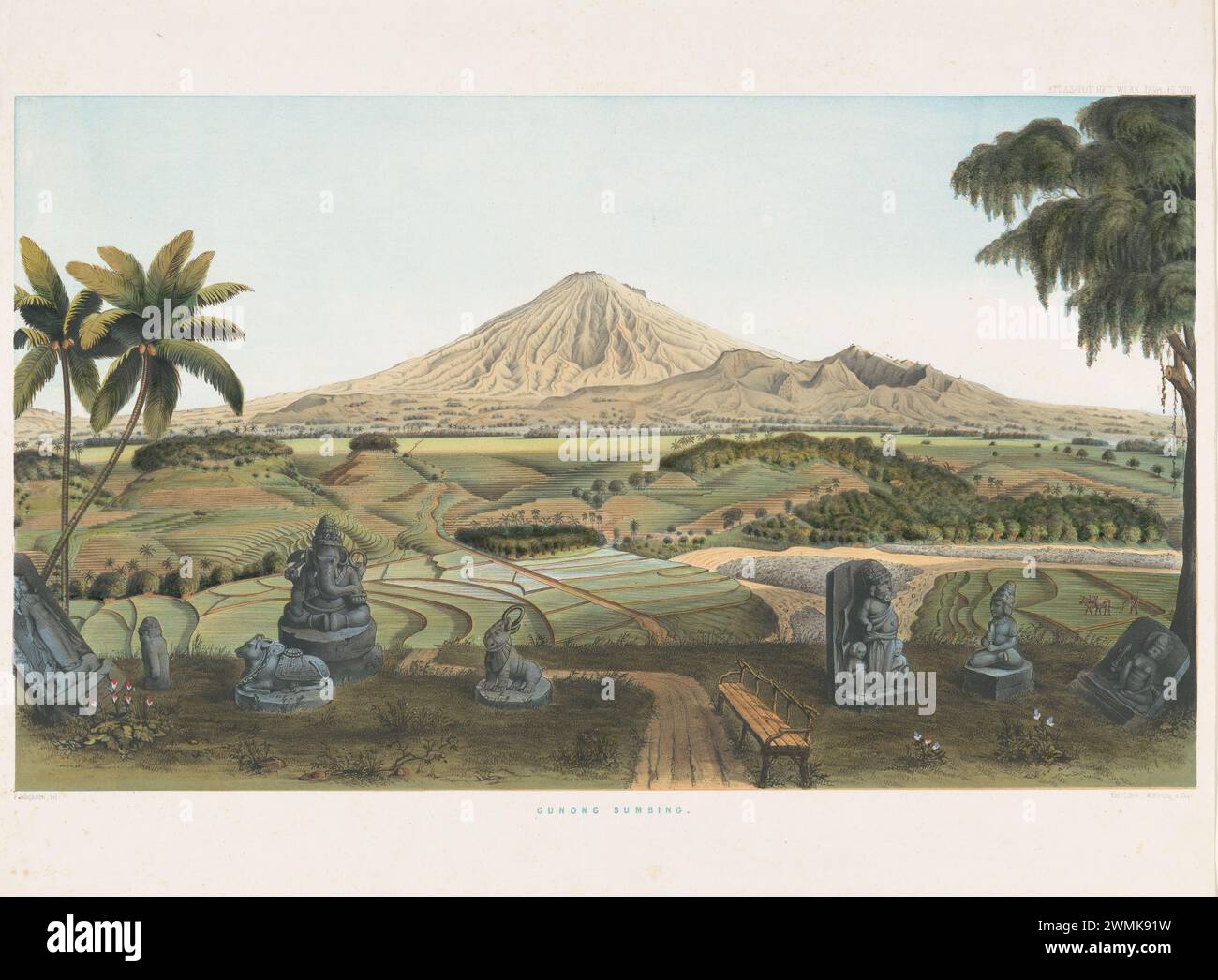 Sumbing volcano in Java, Lithographs from Franz Wilhelm Junghuhn’s Java ...