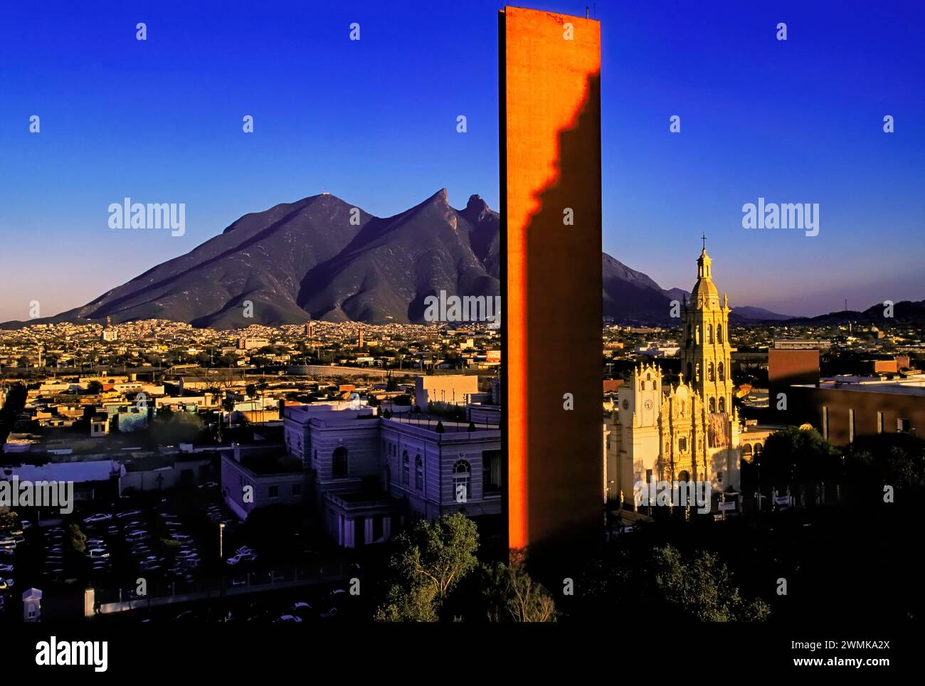 View of the State Capital City of Monterrey, with the natural monument ...