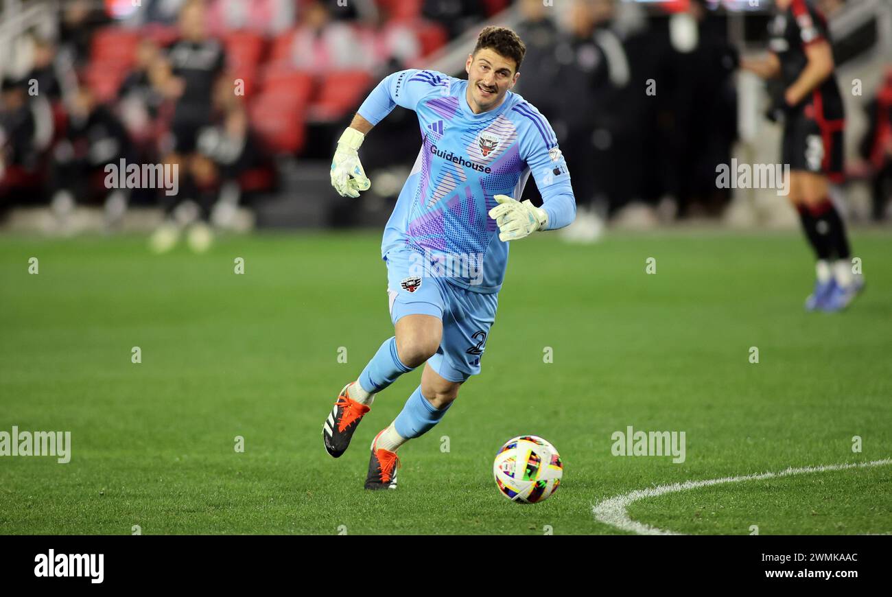 WASHINGTON, DC - FEBRUARY 24: DC United goalkeeper Alex Bono (24) runs ...