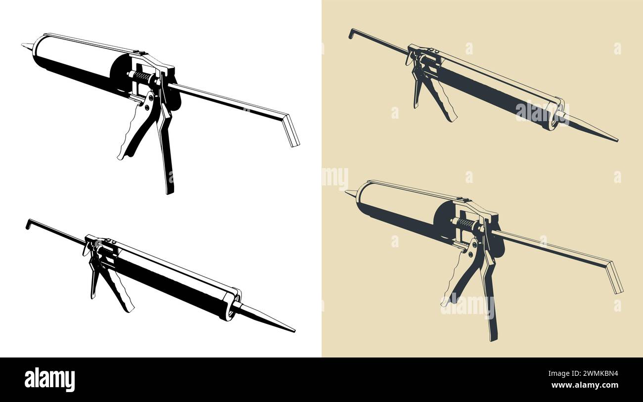 Stylized vector illustrations of caulking gun Stock Vector Image & Art ...