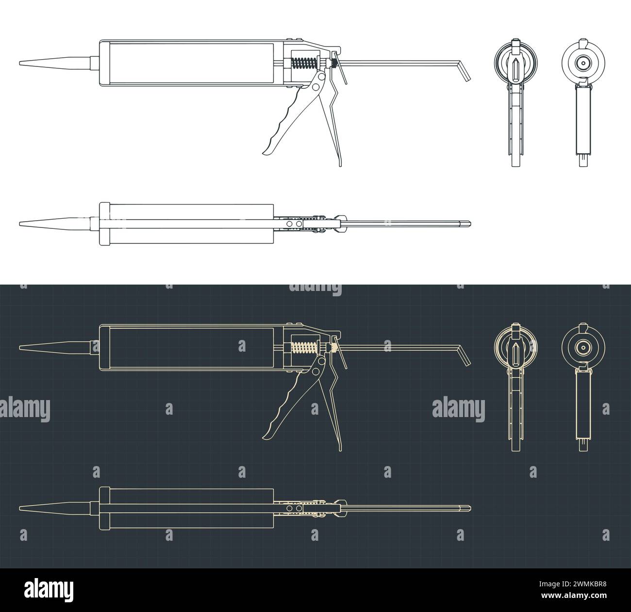 Stylized vector illustrations of blueprints of caulking gun Stock ... Stylized vector illustrations of blueprints of caulking gun Stock ...