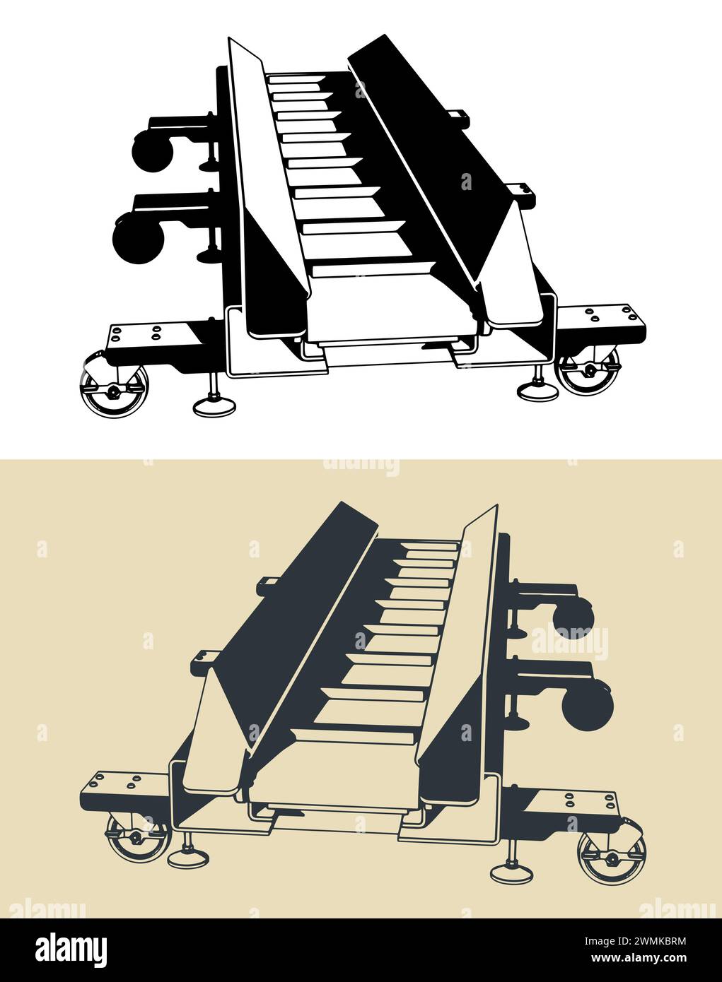 Stylized vector illustrations of reinstallable belt conveyor Stock ...