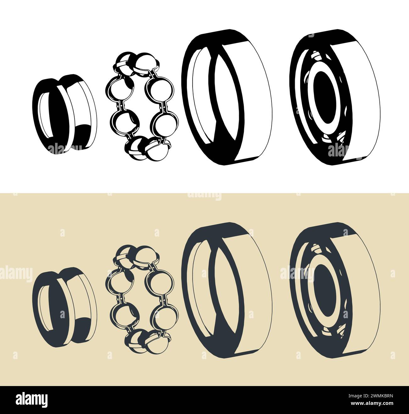 Stylized vector illustrations of ball bearings structure Stock Vector ...