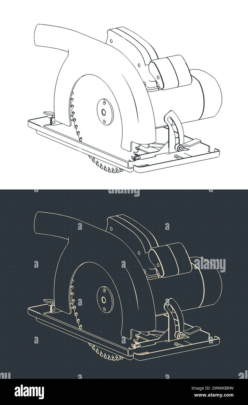 Stylized vector illustration of isometric blueprints of modern circular ...