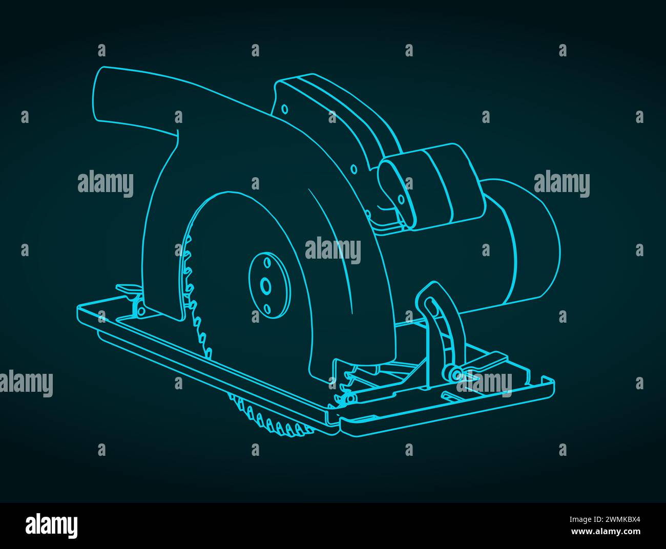 Stylized vector illustration of isometric blueprint of modern circular ...