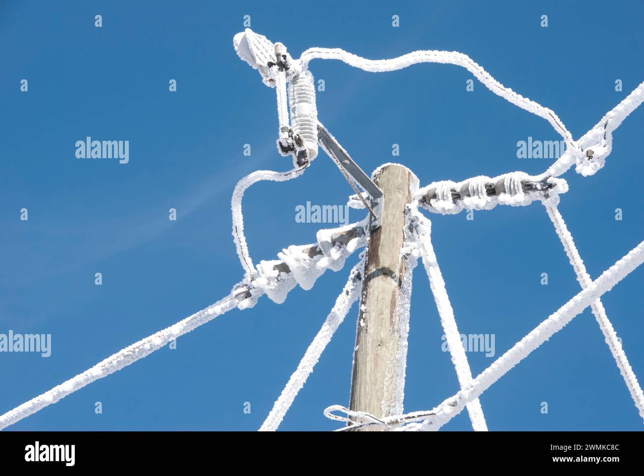 Ice coats power lines Stock Photo - Alamy