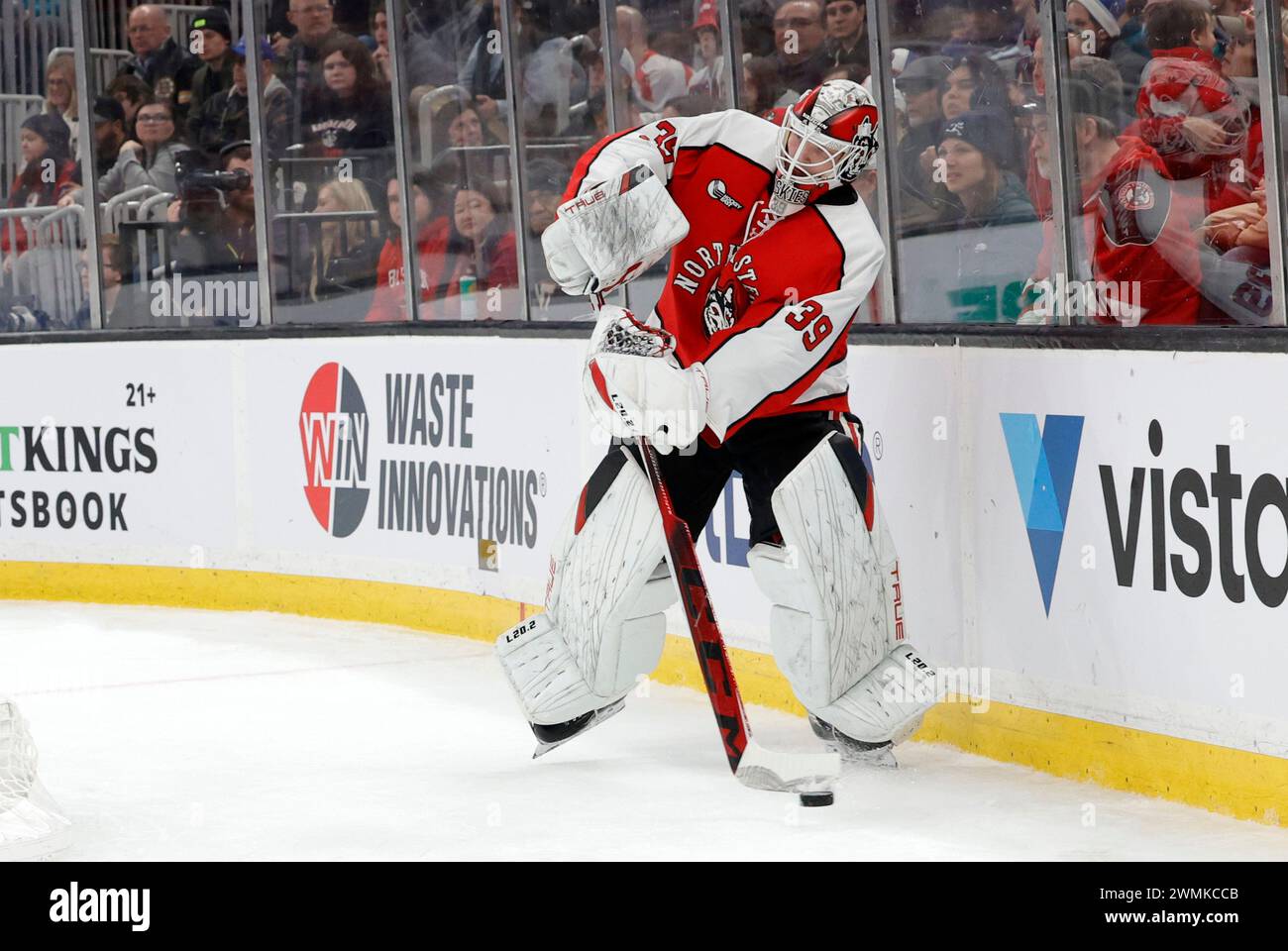 BOSTON, MA - FEBRUARY 12: Northeastern goalie Cameron Whitehead (39 ...