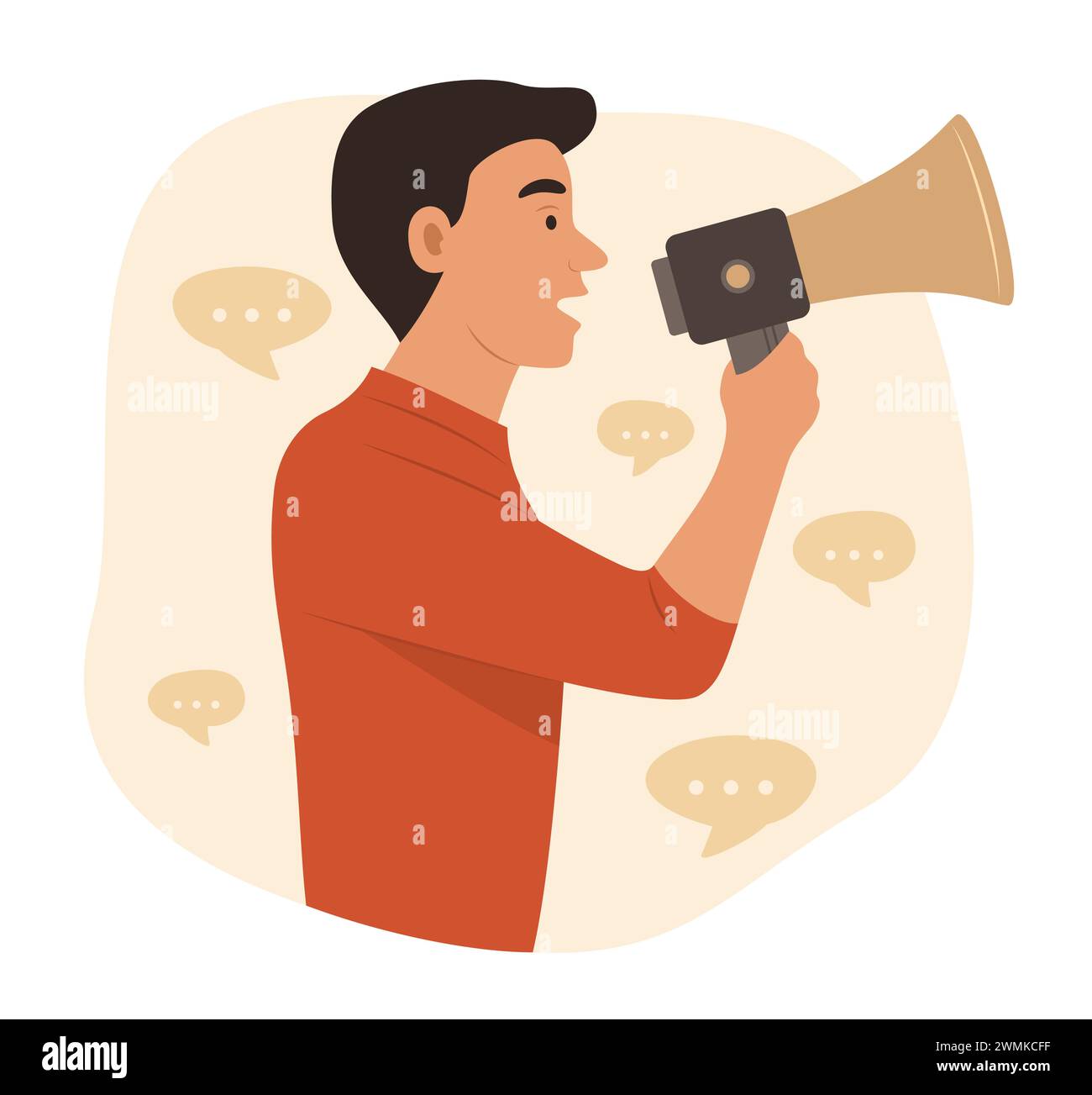 Man Using Megaphone for Communication Concept Illustration Stock Vector ...