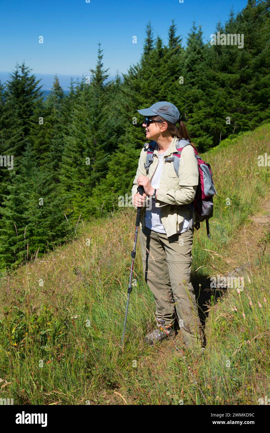 Hiker on High Ridge Trail, Table Rock Wilderness, Salem District Bureau ...