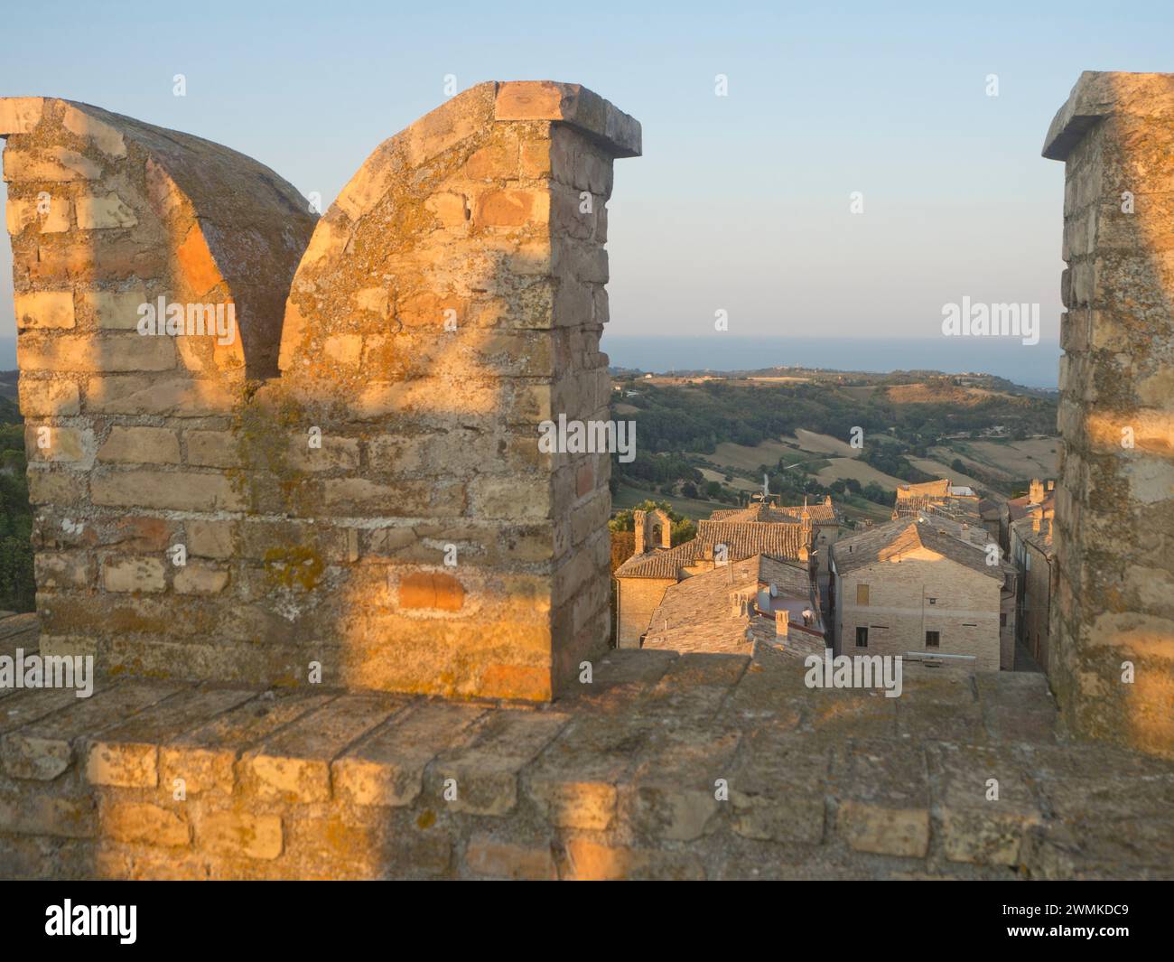 View of the Aso Valley, the Adriatic sea, renaissance buildings and ...