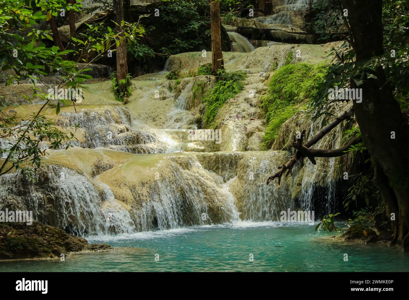Landscape view of Erawan waterfall Kanchanaburi Thailand. Erawan ...