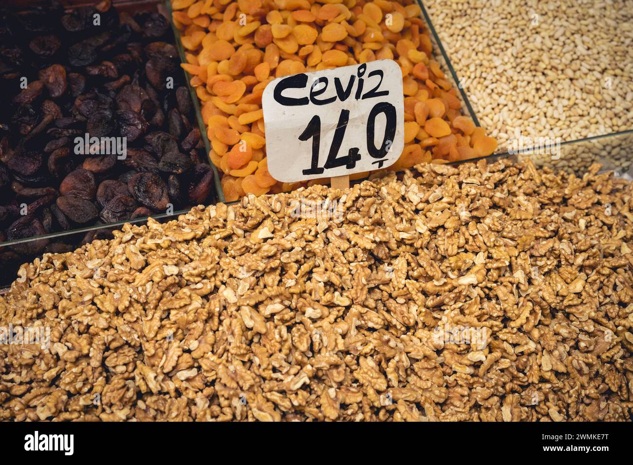 Dried fruits and nuts for sale at the Spice Market in the Fatih ...
