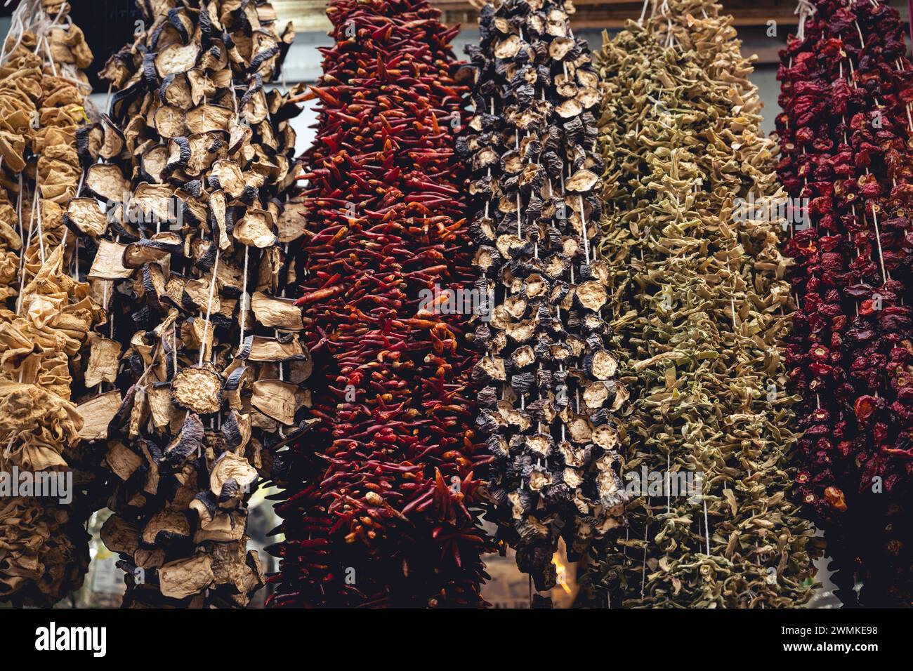 Dried vegetables for sale at the Spice Bazaar; Istanbul, Turkey Stock ...