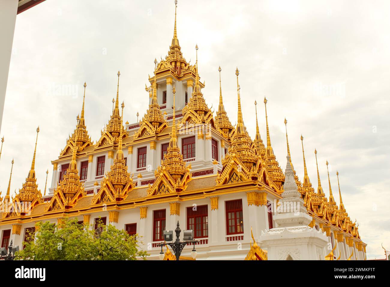 Wat Ratchanatdaram Woravihara, Loha Prasat temple at Bangkok city. This ...