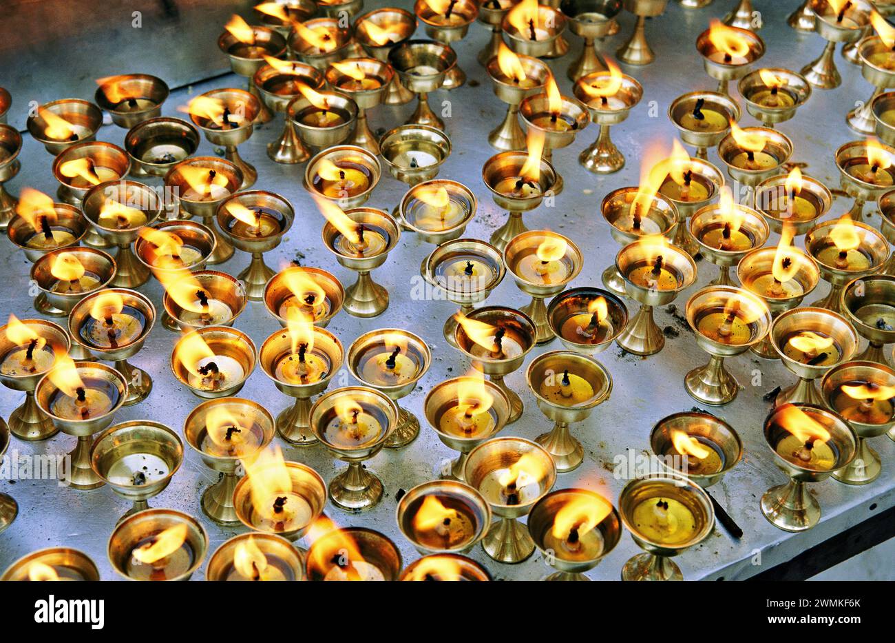 Prayer candles at the Swayambhunath Temple in Kathmandu; Kathmandu ...