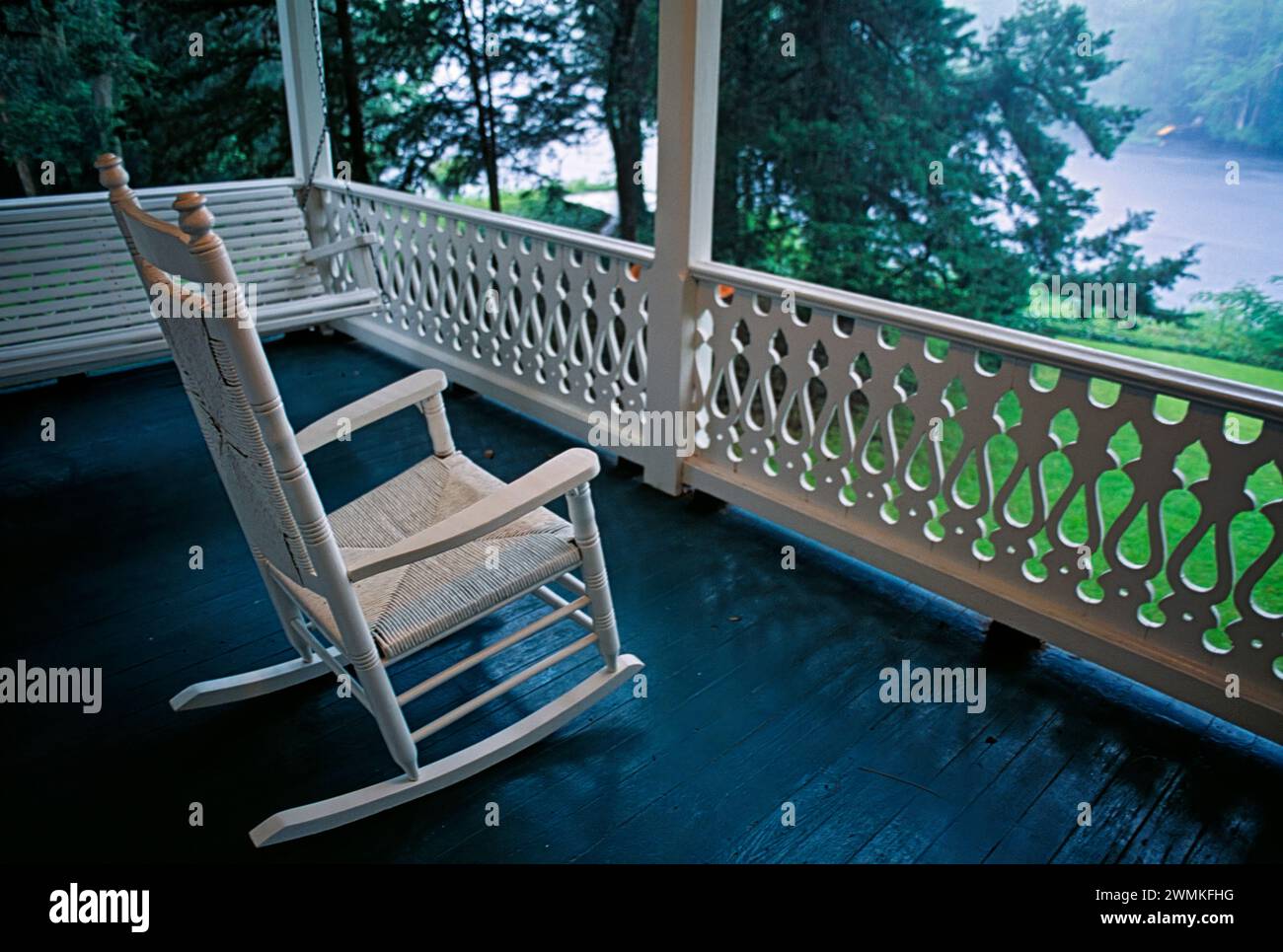 View of the St. Marys River during a summer rain storm from a white ...