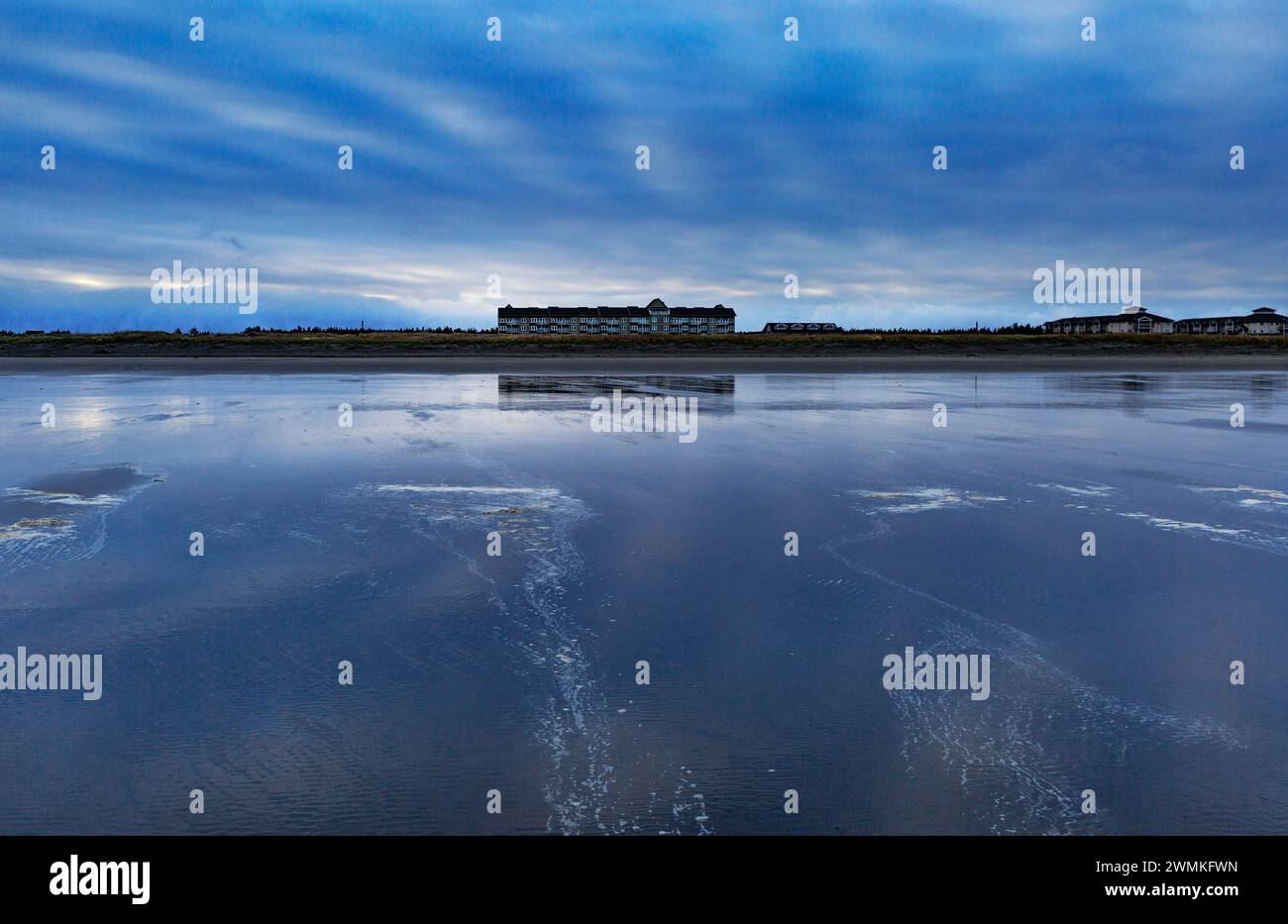 Scenic view of the shoreline and Pacific Ocean with oceanfront ...