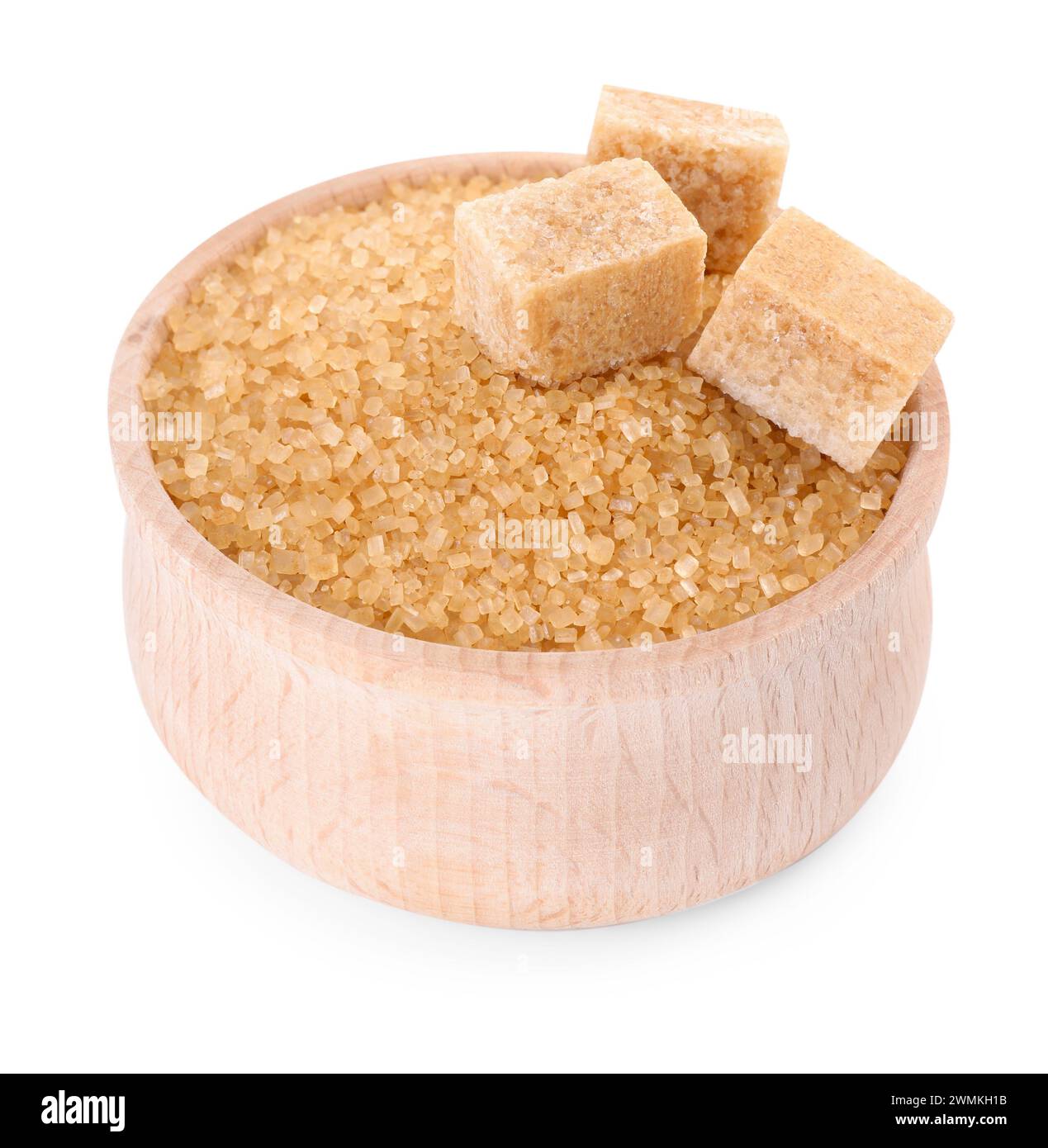 Different types of brown sugar in bowl isolated on white Stock Photo ...