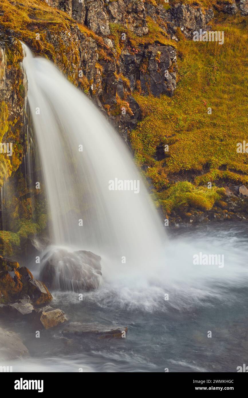 Kirkjufellsfoss Falls; Grundarfjordur, Snaefellsnes, Iceland Stock ...