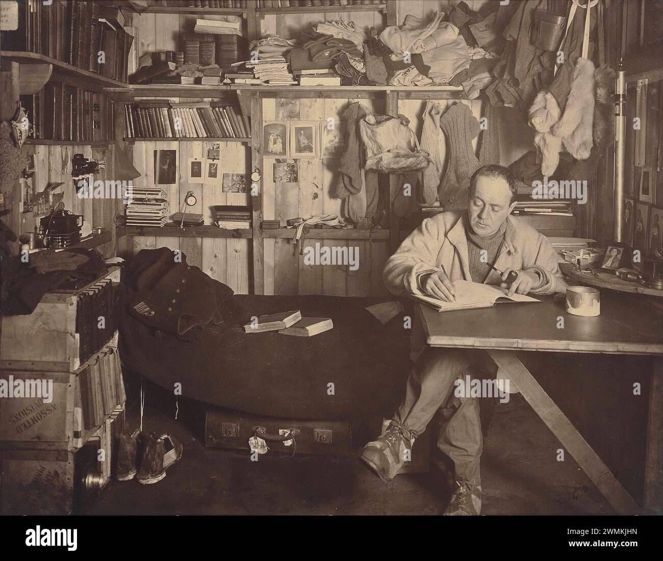 Captain Scott in his den, 7 October 1911. Vintage historical Portrait ...