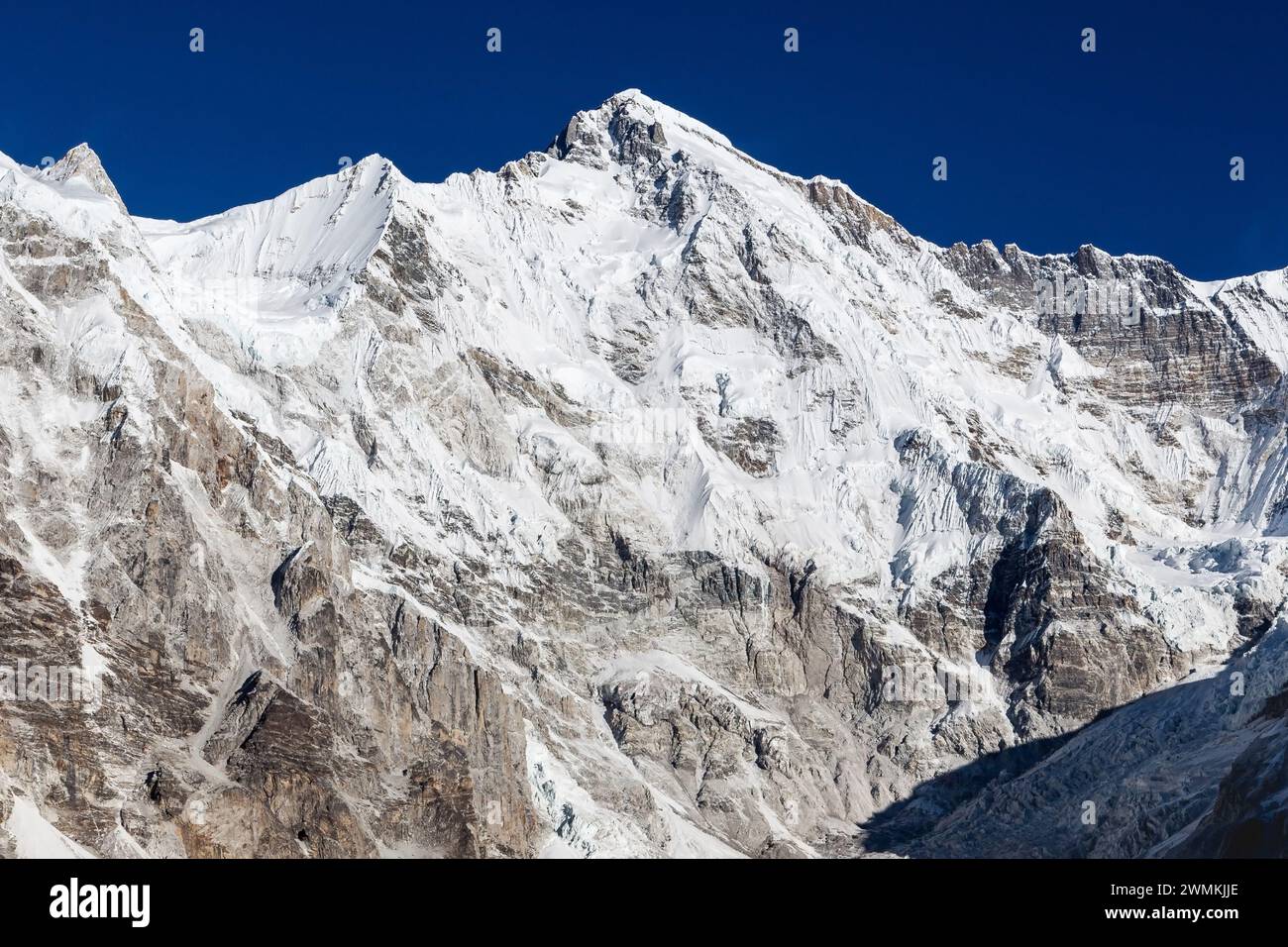 Mount Cho Oyu (8,188m) South Face. Snowy wall of high Himalayan peak ...