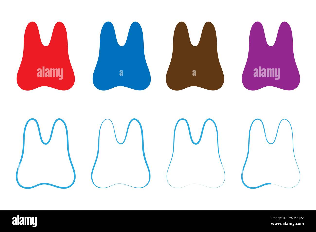 Collection of teeth icons in flat and line art style vectors Stock ...