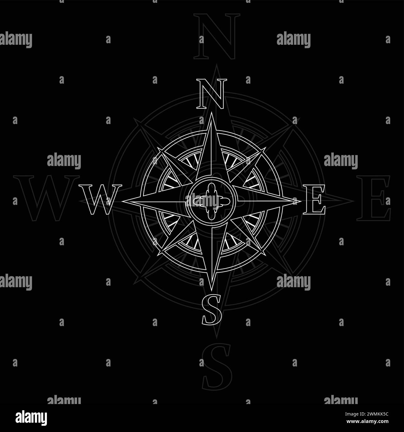 Compass white logo outline design Stock Vector Image & Art - Alamy