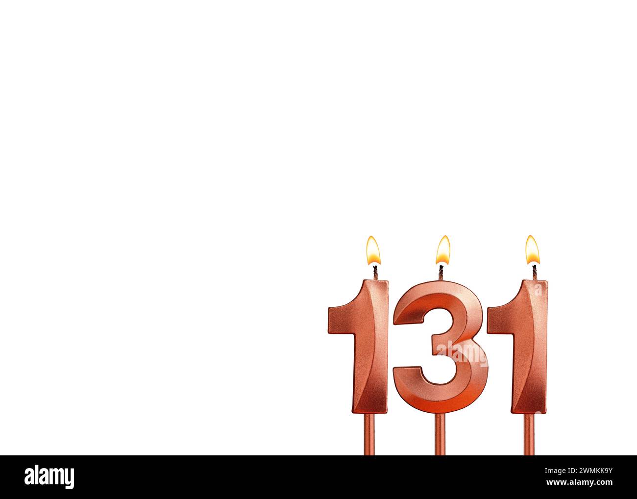 Birthday candle number 131 on white background Stock Photo - Alamy