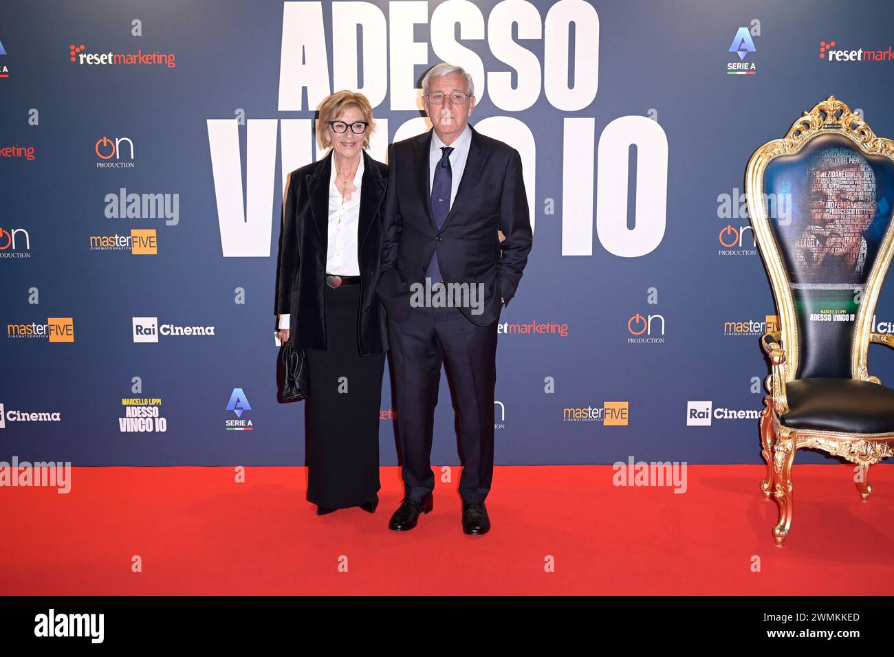 Rome, Italy. 26th Feb, 2024. Simonetta Lippi (l) and Marcello Lippi (r ...