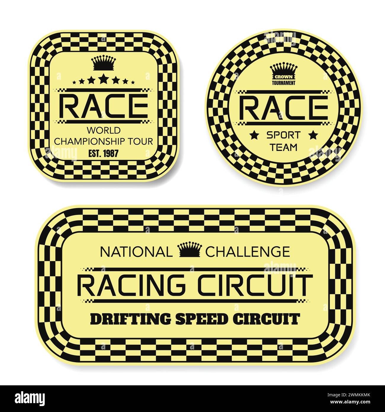 Sport racing yellow tournament labels Stock Vector Image & Art - Alamy