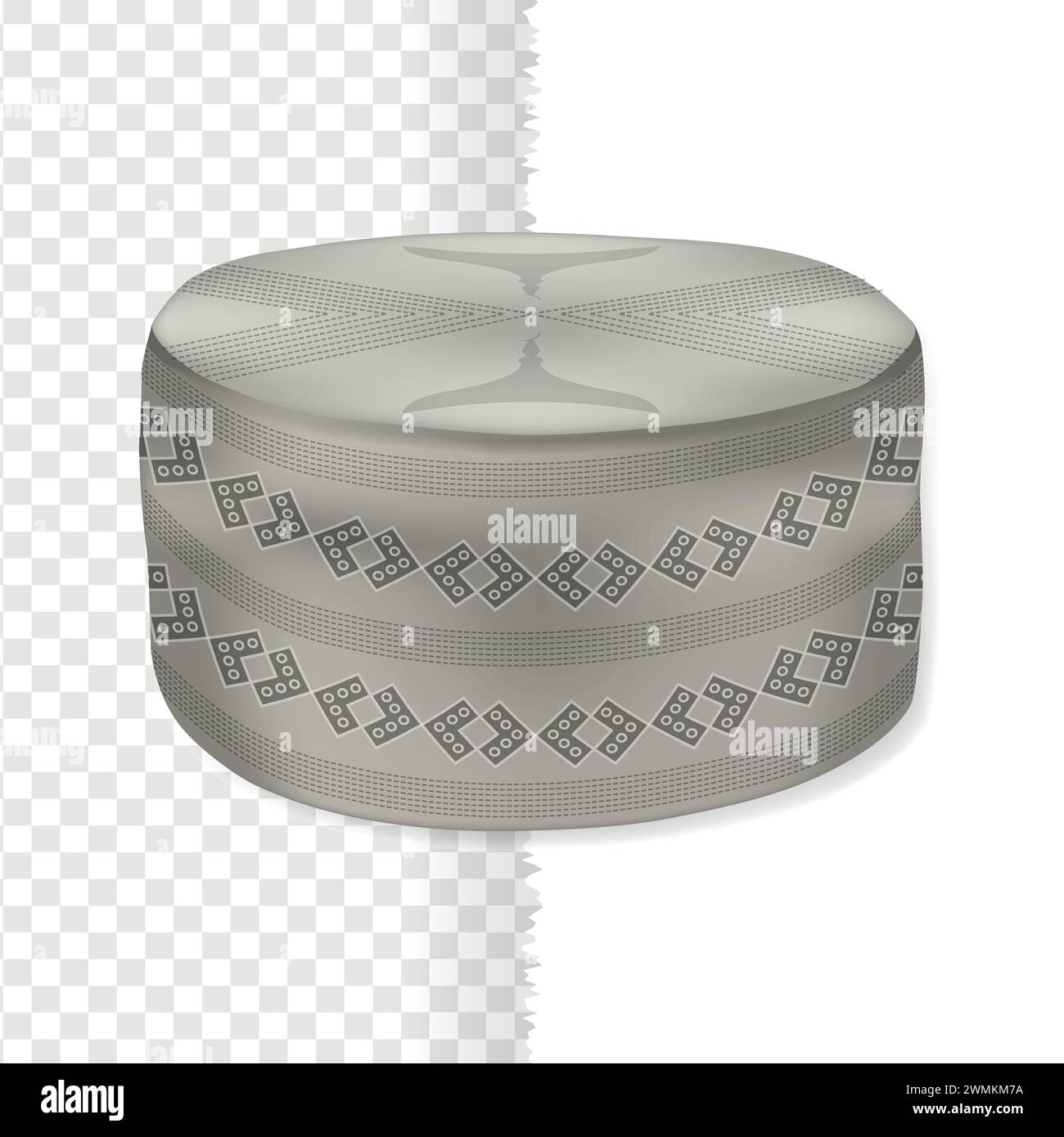 Realistic islamic men prayer cap vector illustration of gray white ...