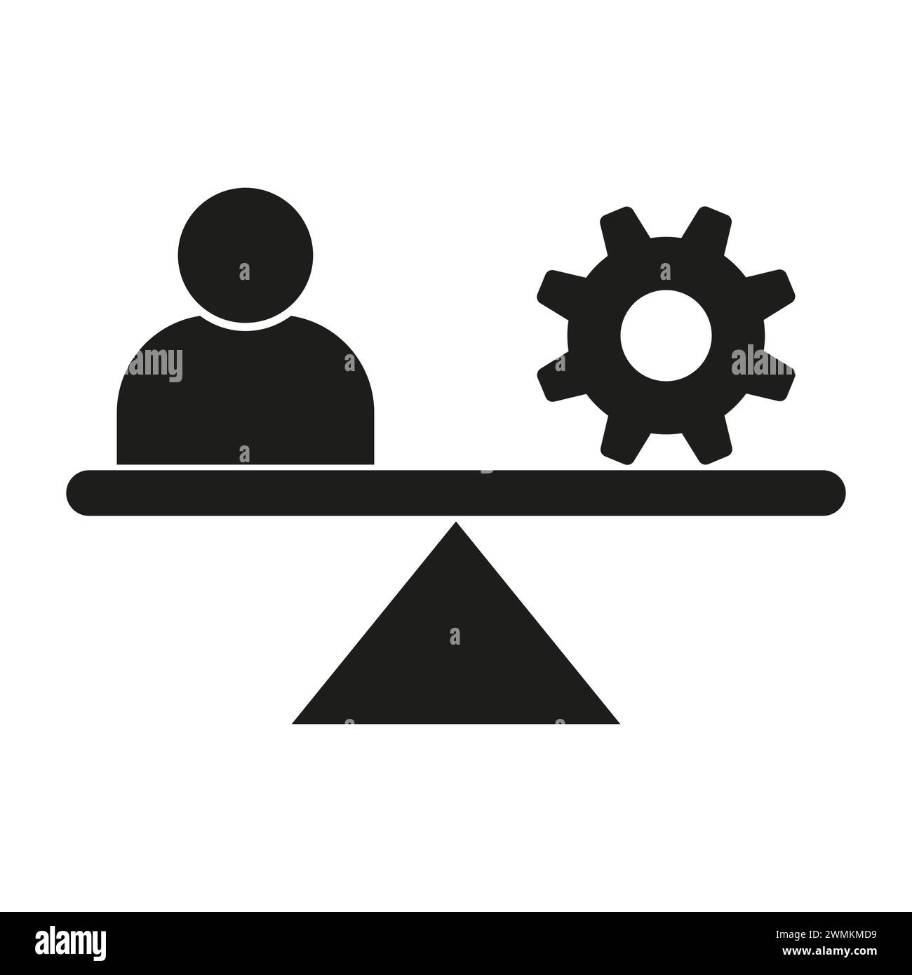 Human-tech balance concept. Work-life efficiency symbol. Simple ...