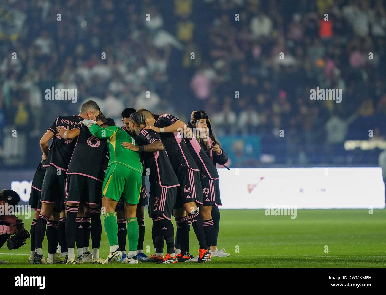 Carson, California, USA. 25th Feb, 2024. Inter Miami team huddle prior ...
