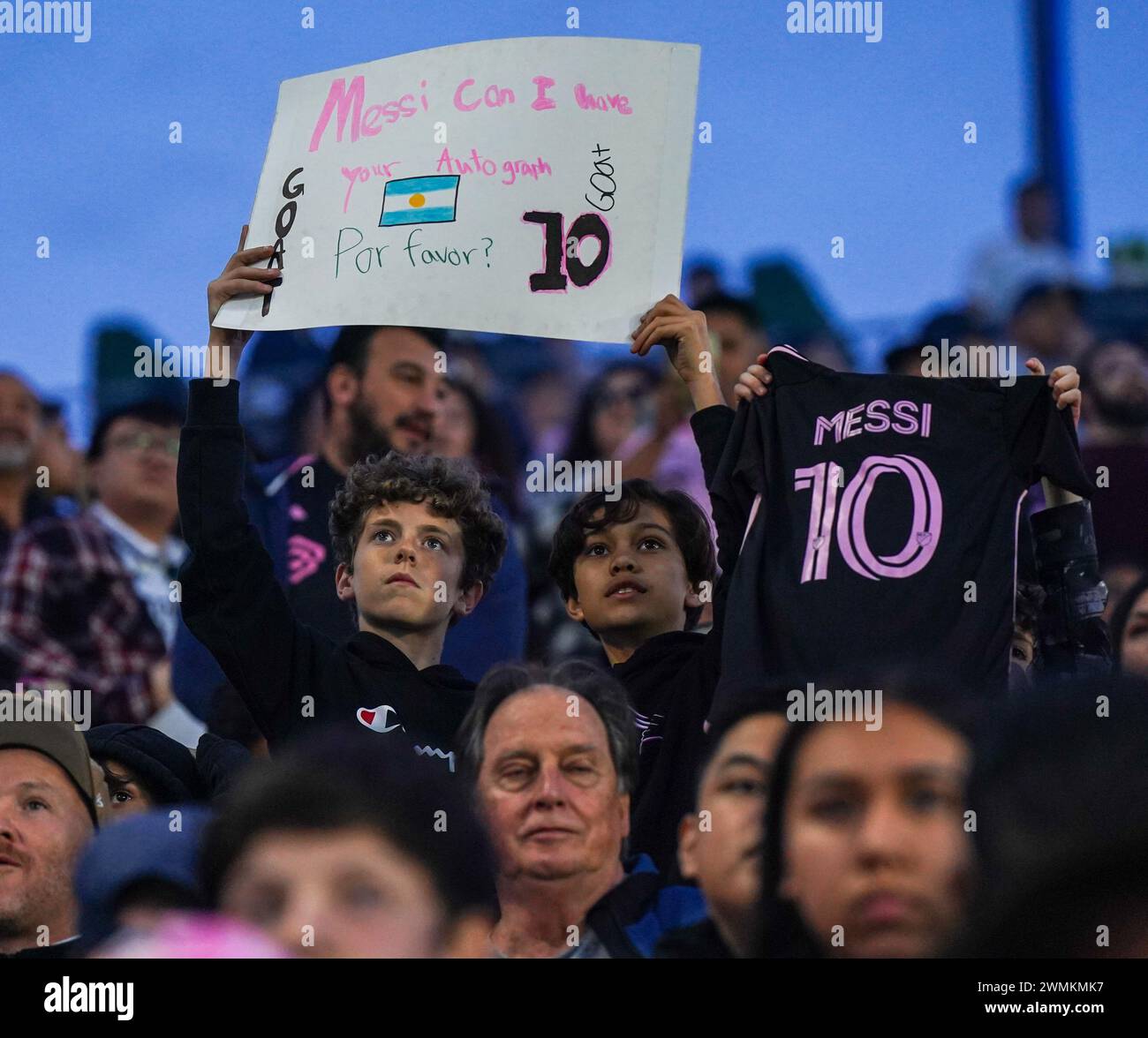 Carson, California, USA. 25th Feb, 2024. Fans cheer for Messi and Inter ...