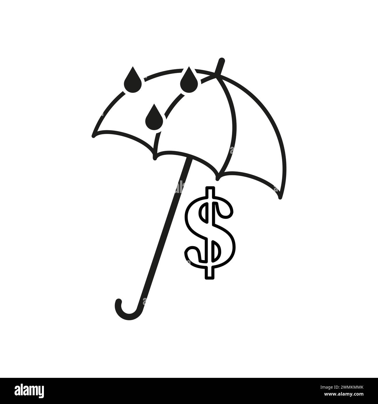 Umbrella Shields From Rain Dollar Safety Sign Vector Illustration