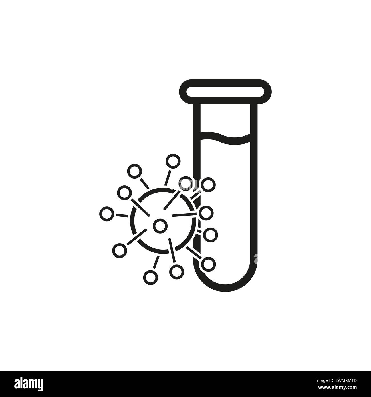 Test tube with virus icon. Medical research symbol. Vector illustration ...