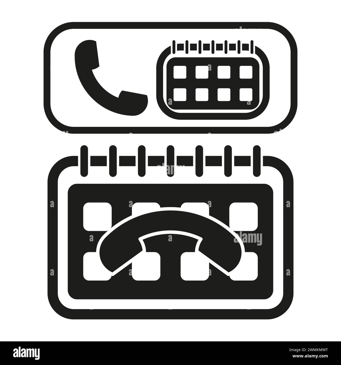 Telephone and calendar icon. Schedule call reminder. Vector ...