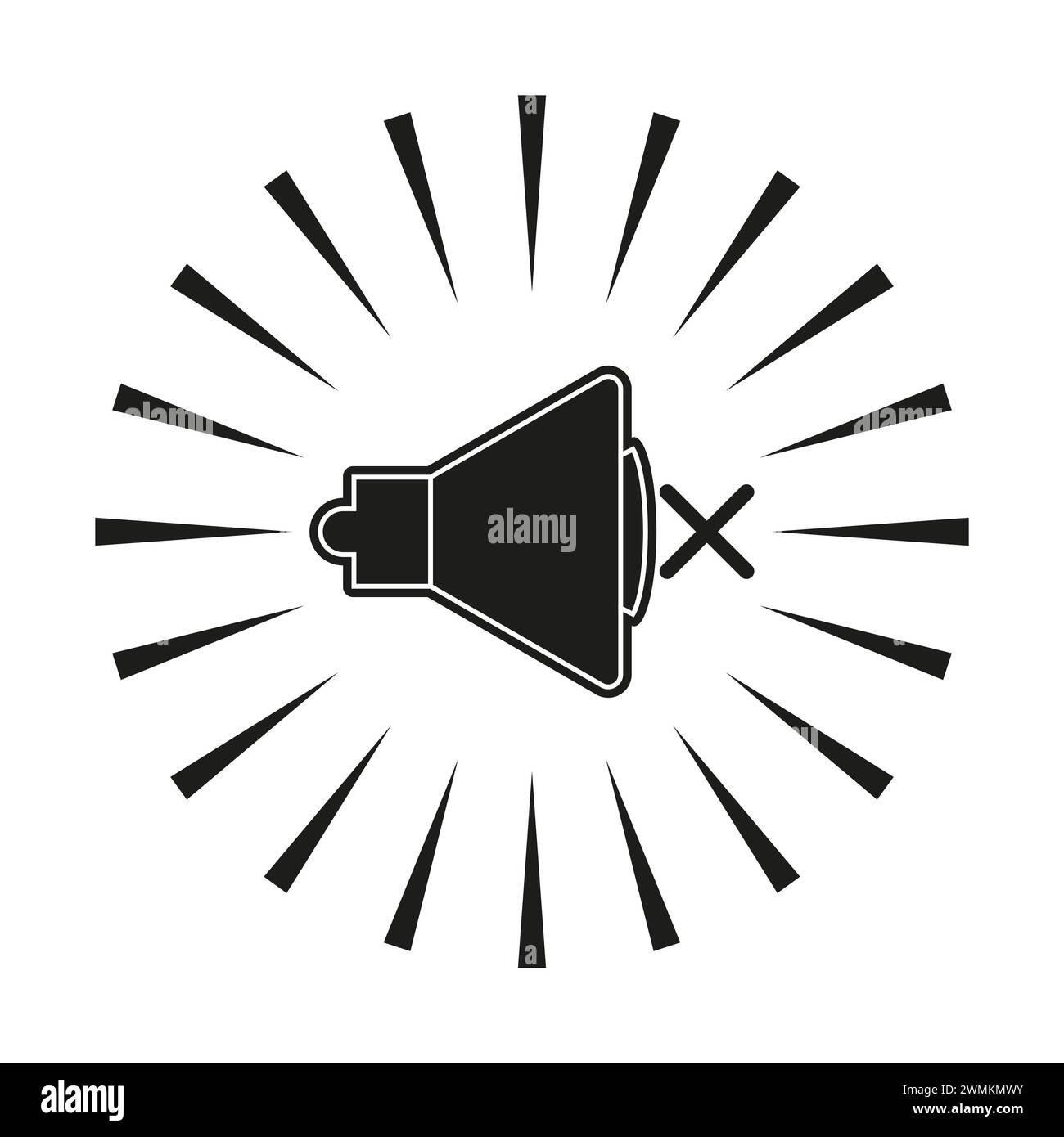 Loud megaphone with sound rays. Announcement symbol. Communication ...