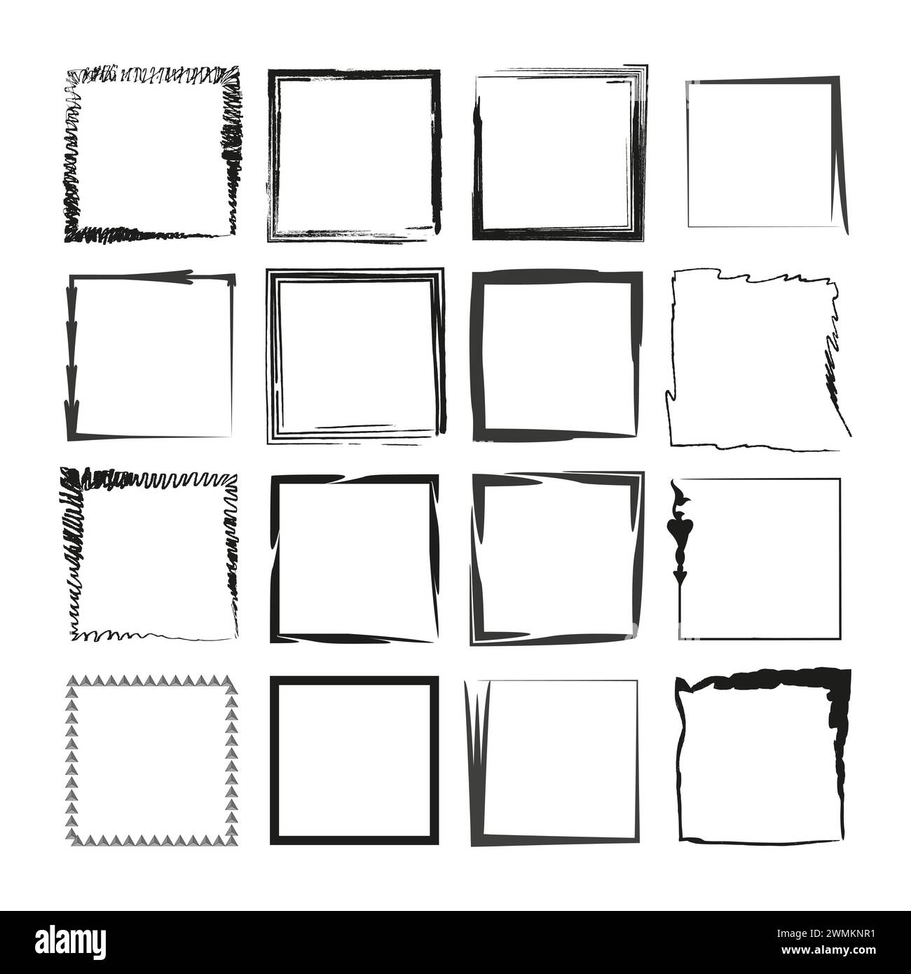 Hand drawn frame set. Creative square borders. Vector illustration. EPS ...