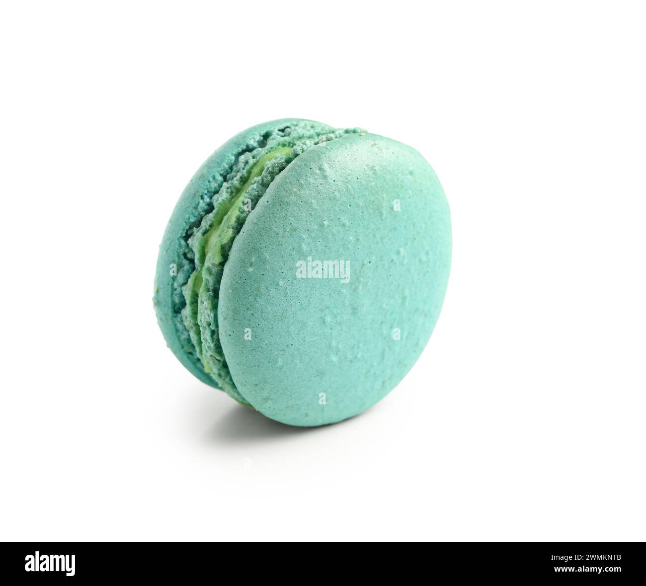 Sweet blue macaroon on white background Stock Photo - Alamy