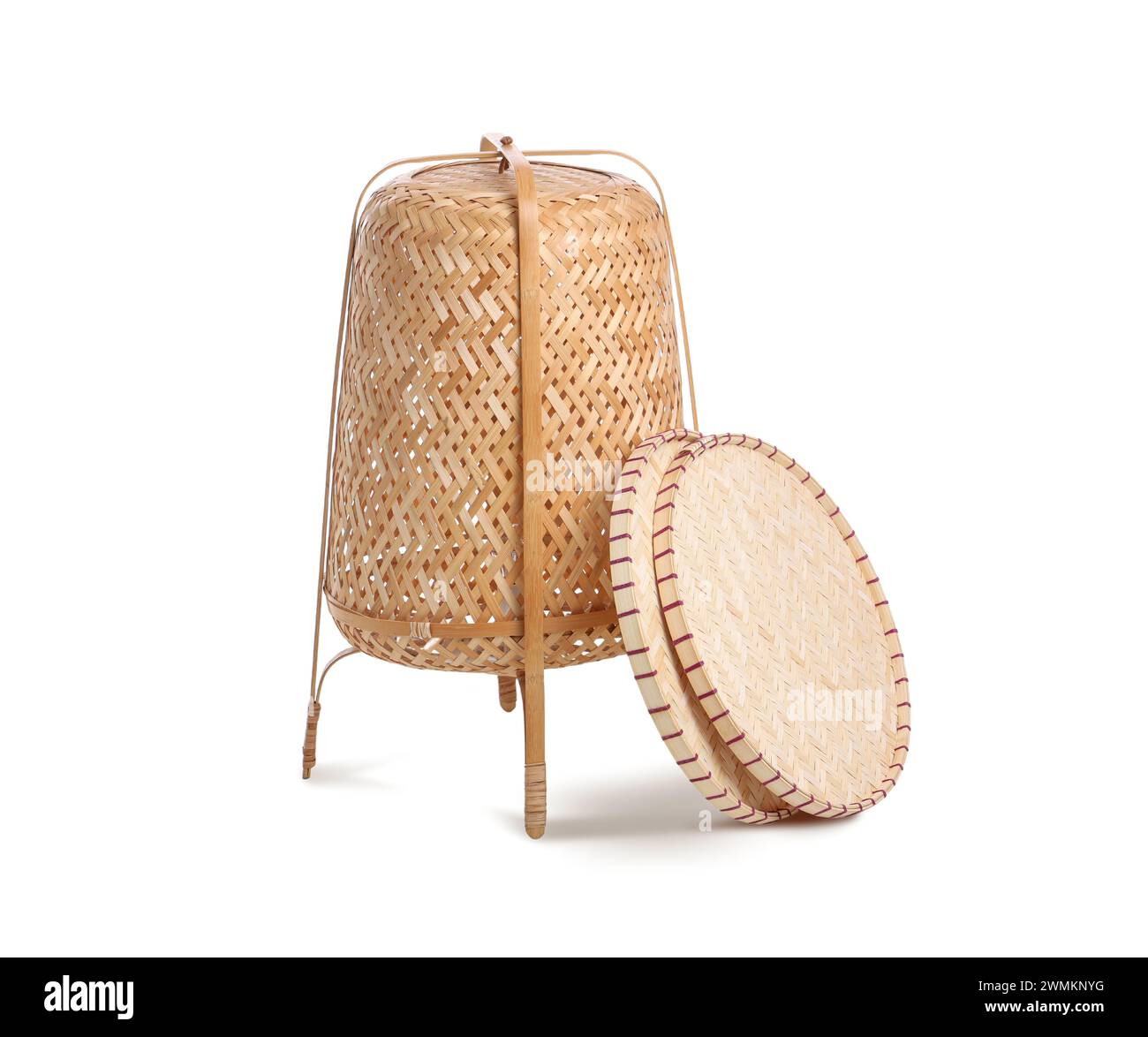 Wicker lamp and place mats isolated on white background Stock Photo - Alamy