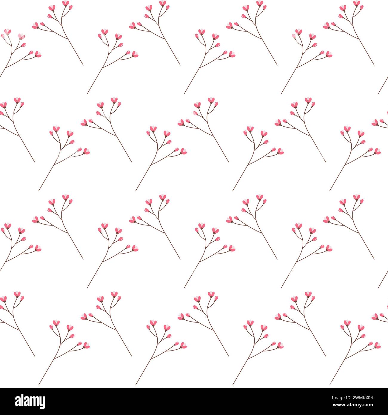 Seamless pattern of blossom twigs in trendy soft shades. Springtime ...