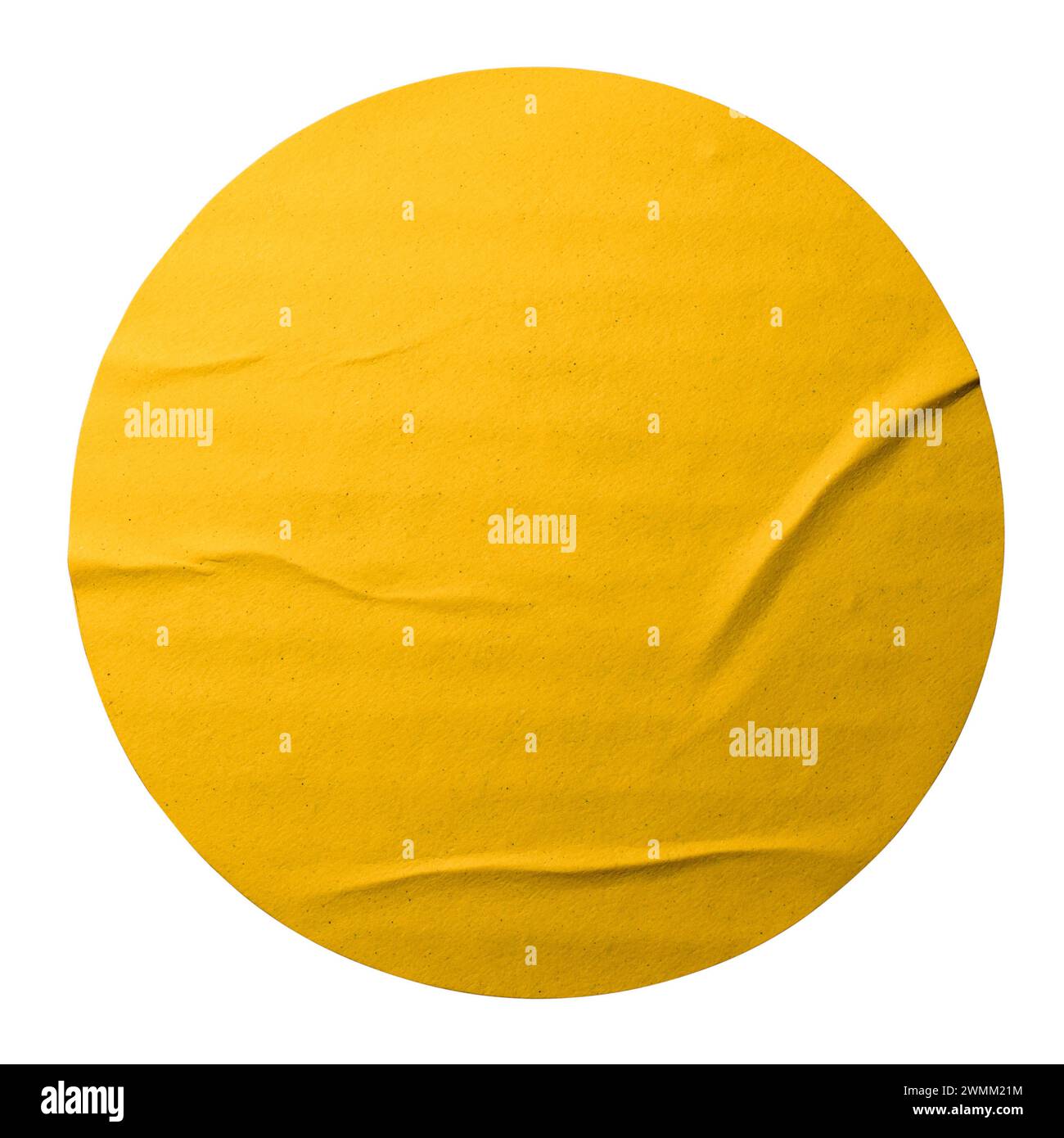 Yellow circle paper sticker isolated on white background with clipping ...